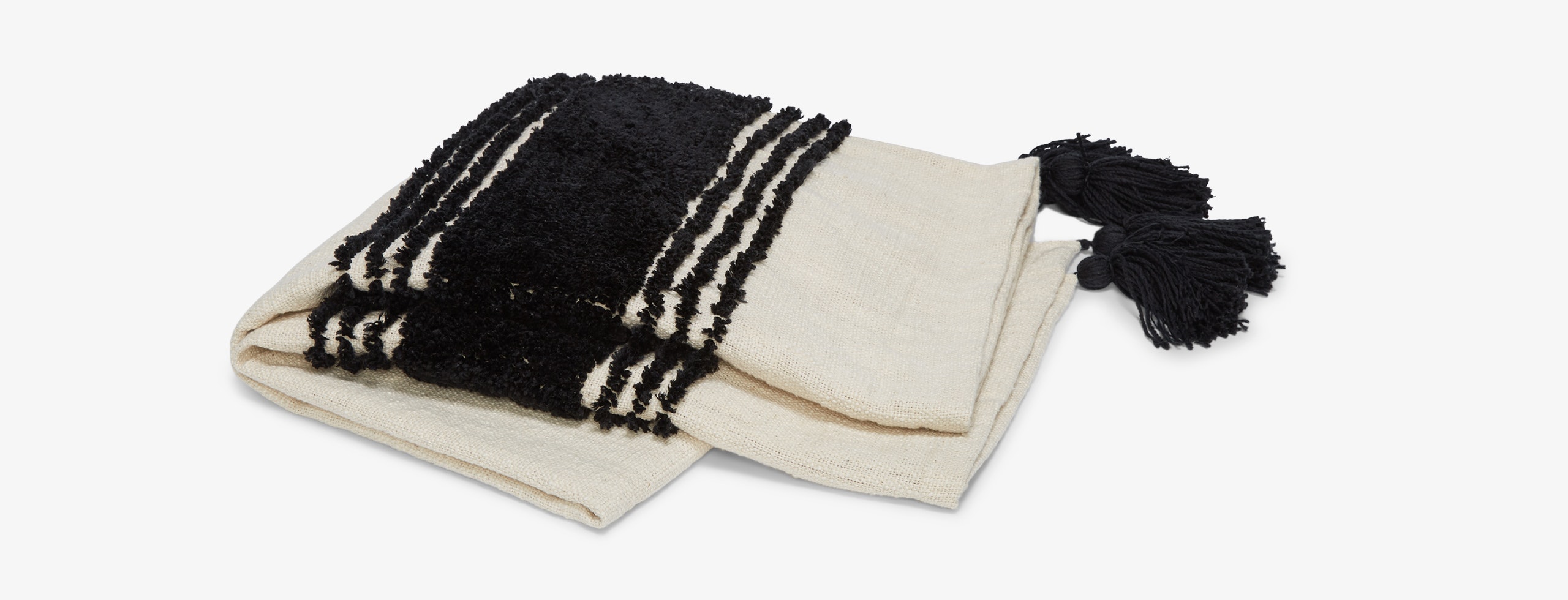 Tufted Slub Black and White Throw | Joybird